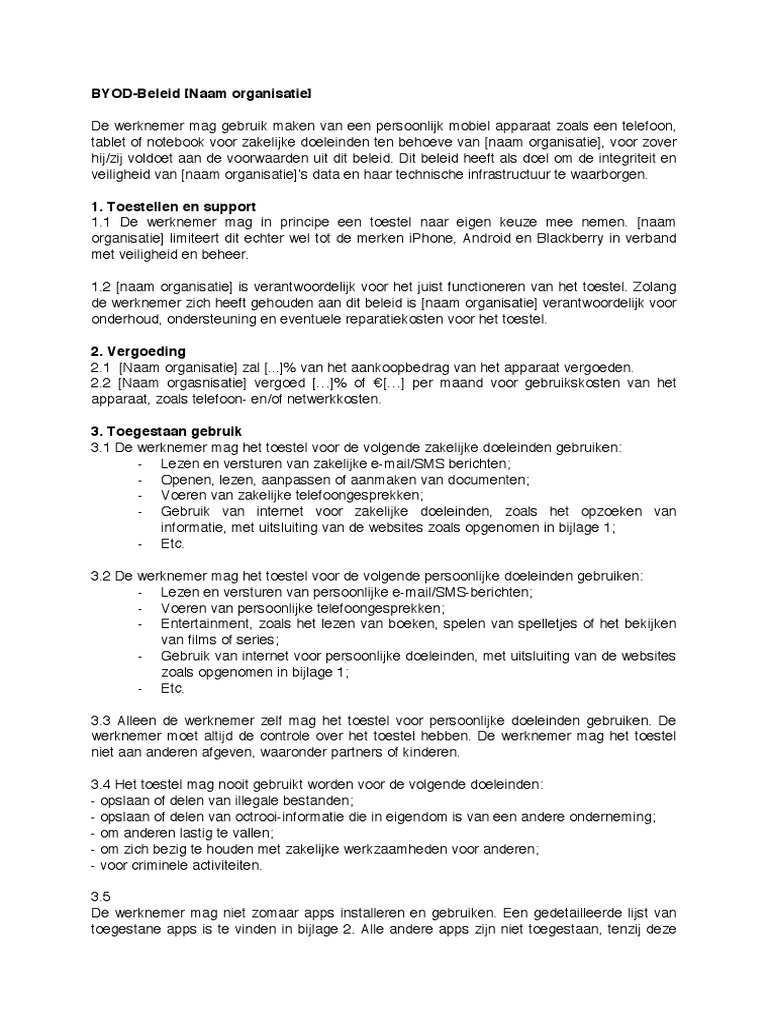 Template BYOD-beleid | PDF