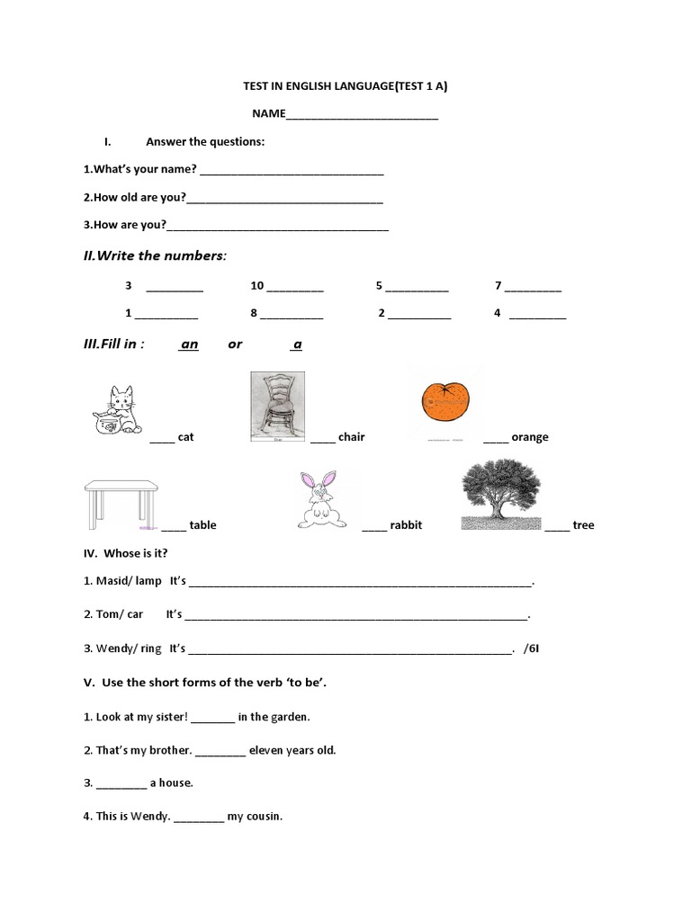 English Language Test 1 Questions | PDF