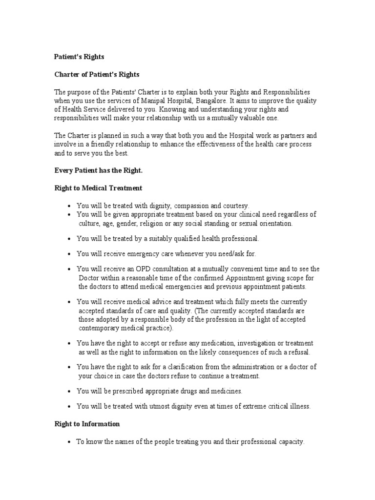 Patient Rights | PDF | Medical Record | Patient