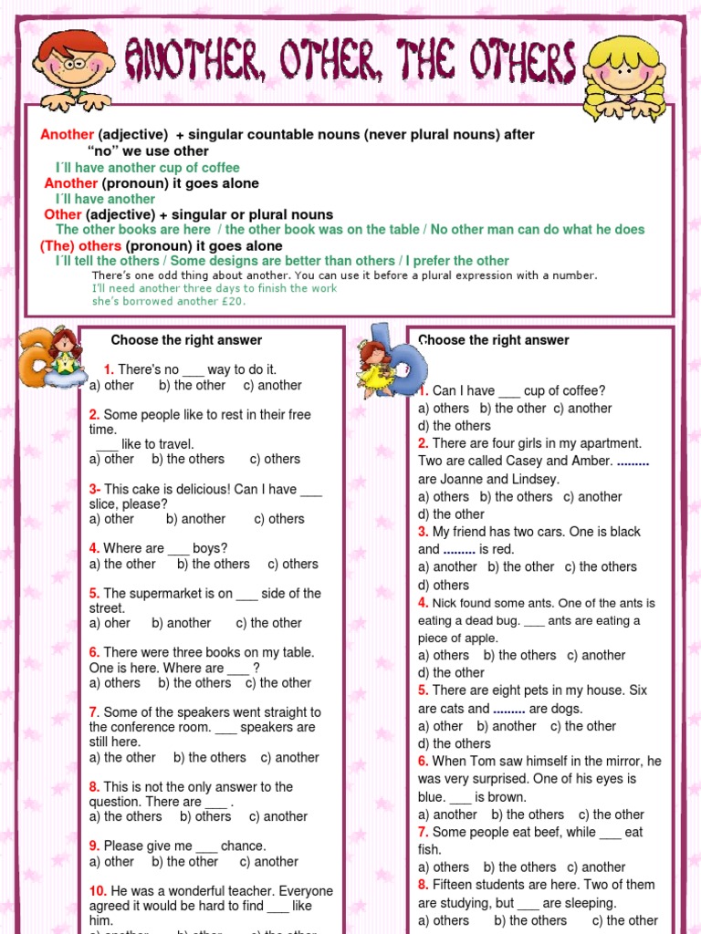 Grammar Exercises: Other vs. Another | PDF | Plural | Noun