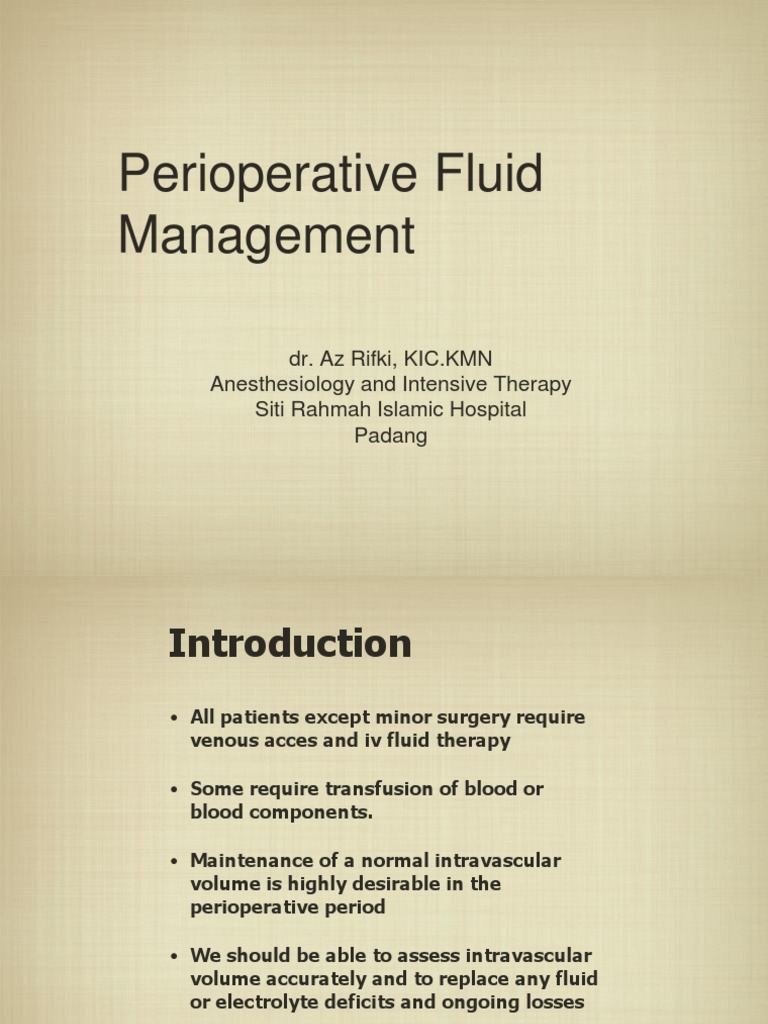 Perioperative Fluid Management Guide | PDF | Platelet | Blood Plasma