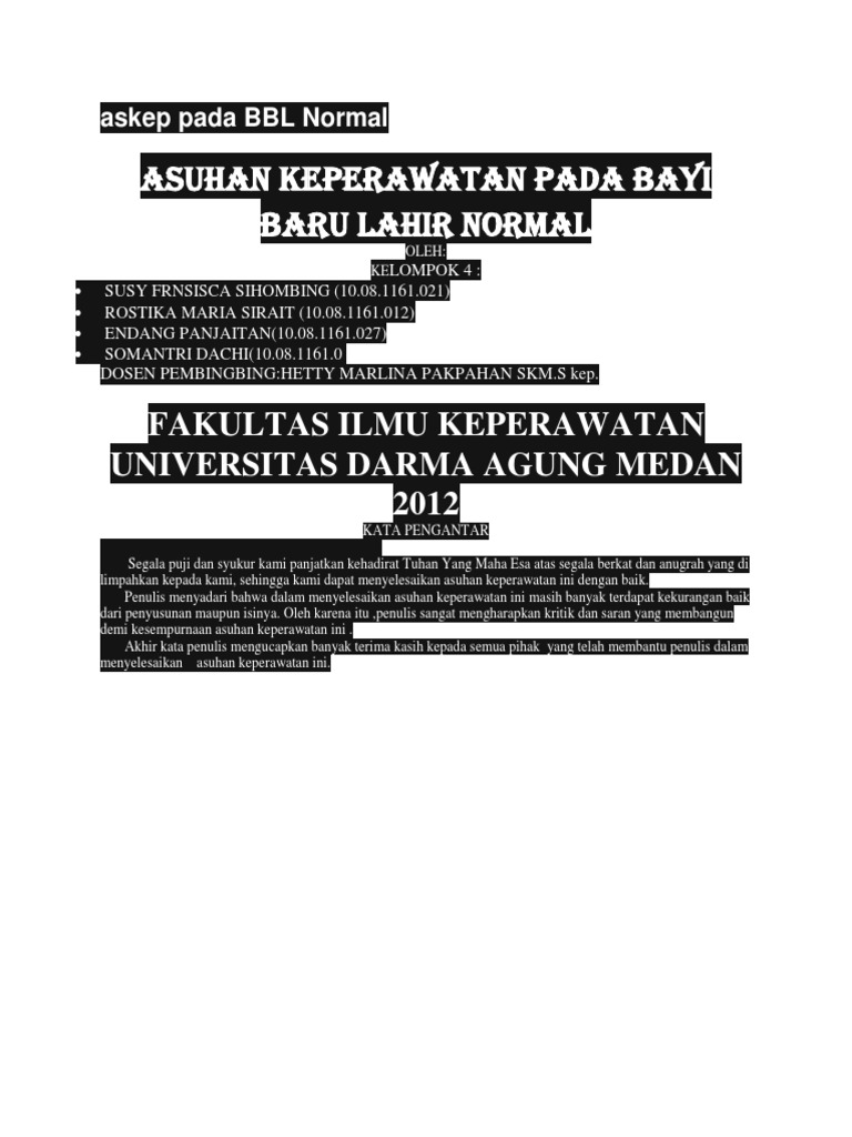 BBL Normal Askep Bayi Baru Lahir Normal | PDF