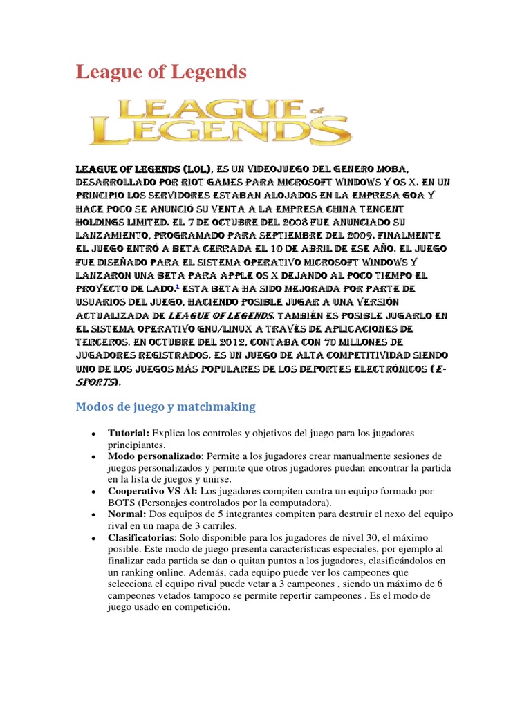 League of Legends | PDF | Videojuegos | Informática