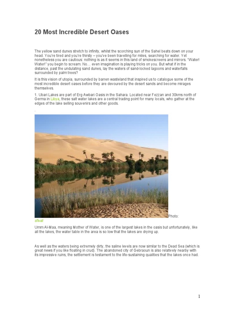 20 Most Incredible Desert Oases | PDF | Desert | Persian Gulf