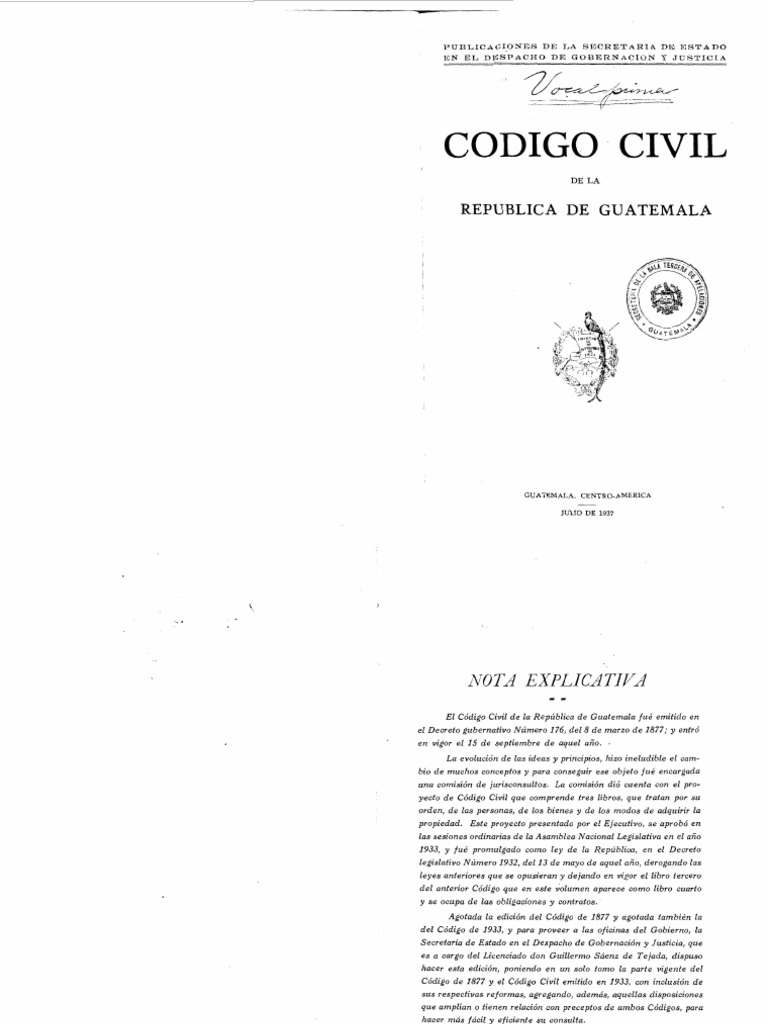 Código Civil GT 1877 | PDF | Guatemala | Gobierno