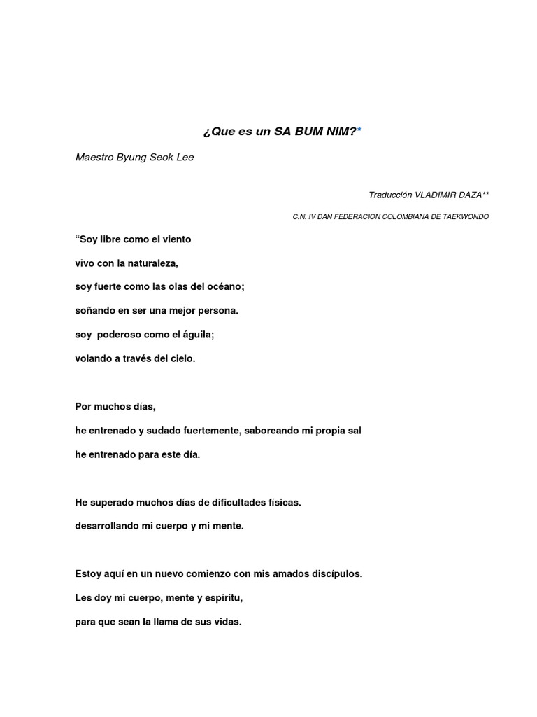 Que Es Un Sabum Nim | PDF | Taekwondo | Corea