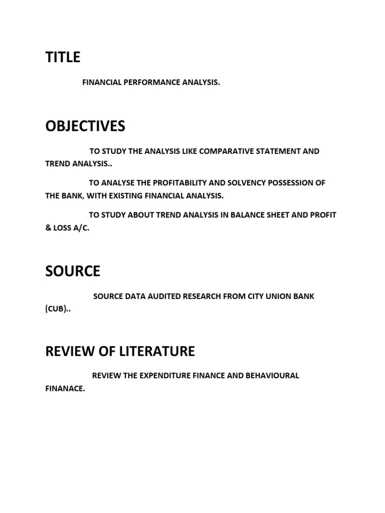 Financial Performance Analysis of CUB | PDF