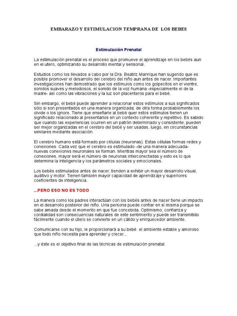 Estimulación Pre y Pos Natal | PDF | Cerebro | Sistema nervioso