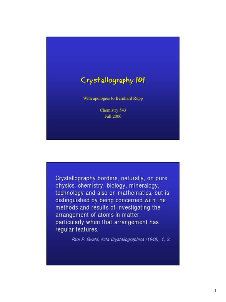An Introduction to Crystallography: Methods for Determining Protein and ...