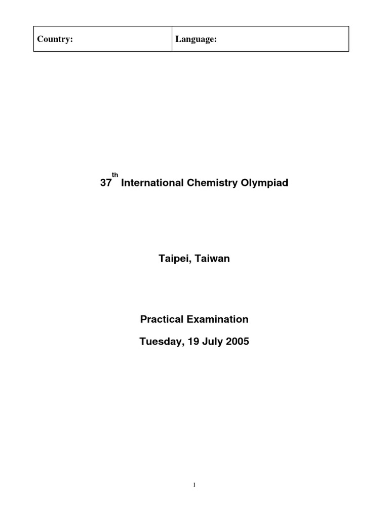 ICHO 2005 Practical Exam Guidelines | PDF | Sodium | Chemical Compounds