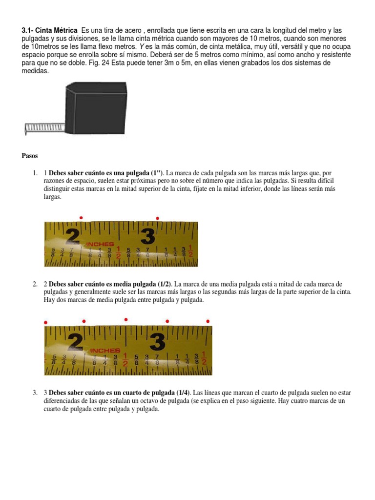 Guía para Leer una Cinta Métrica | PDF | Pulgada | Fracción (Matemáticas)