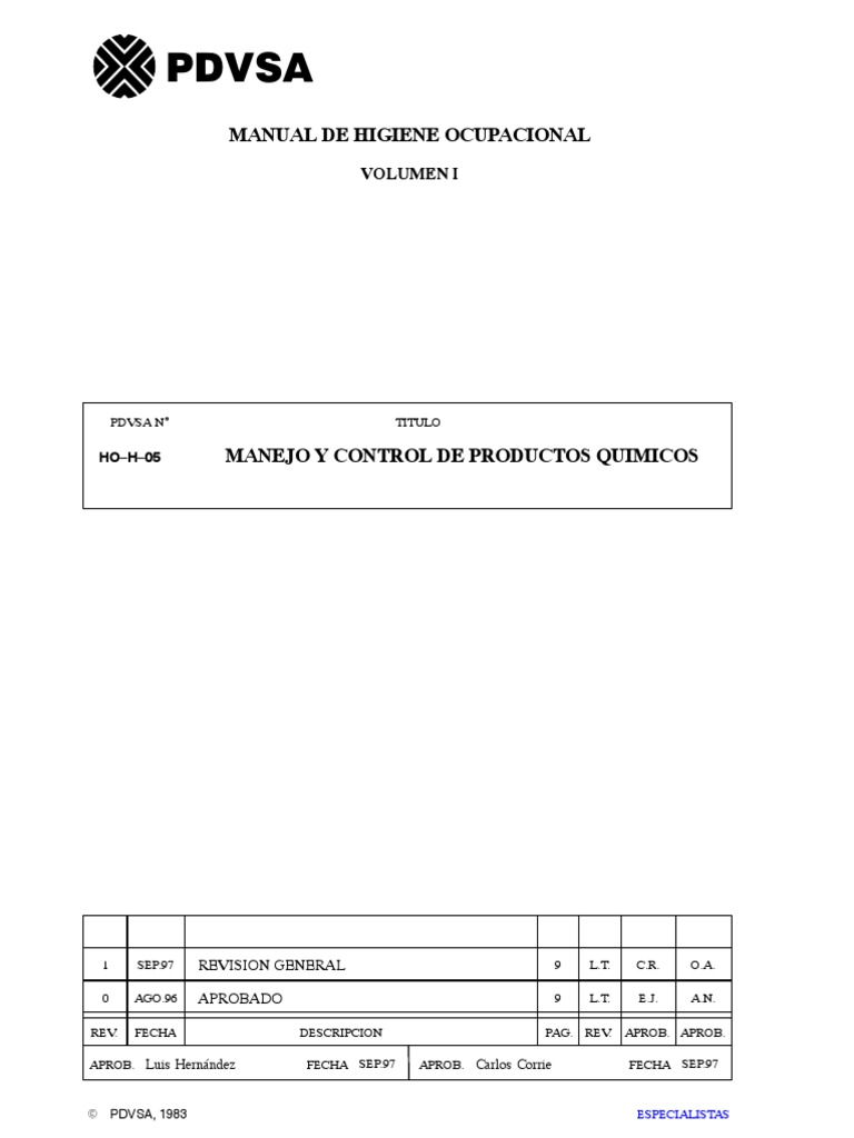 Ho-H-05 Manejo y Control de Quimicos | PDF | Mercancías peligrosas ...