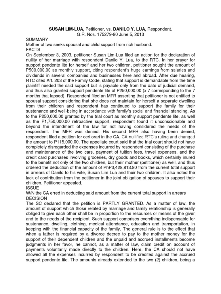 Lim Lua V Lua | PDF | Child Support | Social Institutions