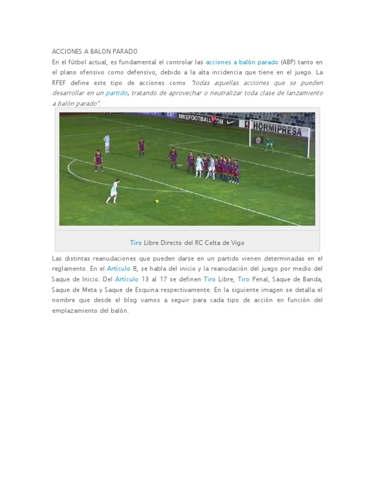 Acciones A Balon Parado | PDF | Asociación de Futbol | Defensor ...