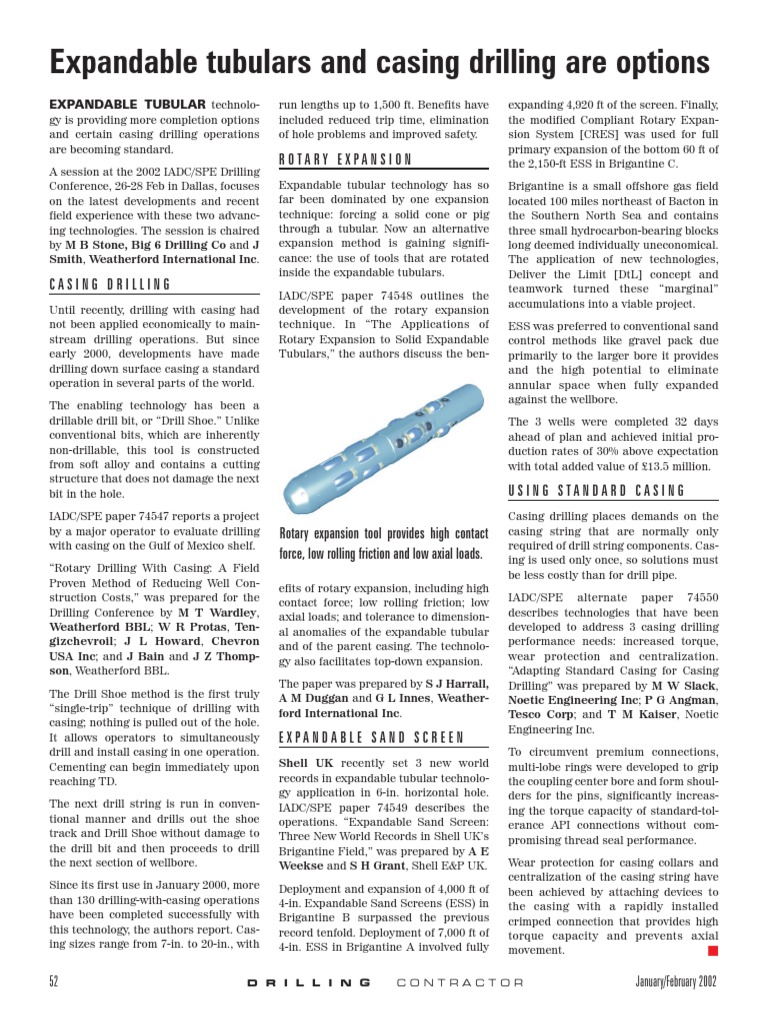 Advances in Expandable Tubular Technology | PDF | Drilling | Drill