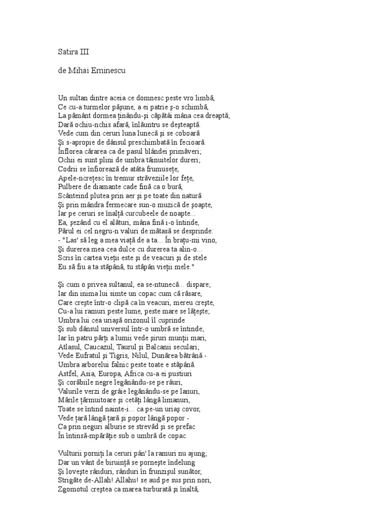 Scrisoarea III, de Mihai Eminescu