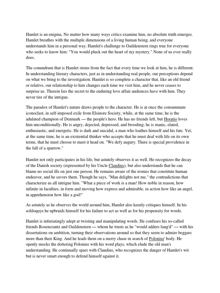 Hamlet Character Analysis.docx | Hamlet | Tragedy