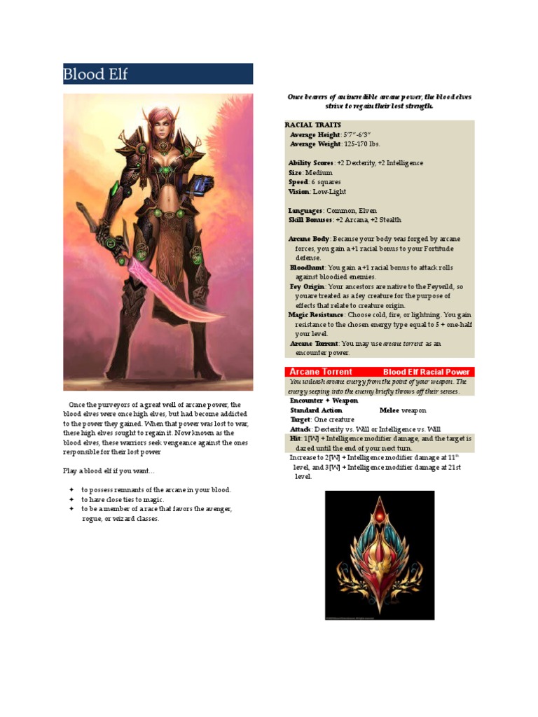 D&D 4E Homebrew: World of Warcraft Races | PDF | Elf (Dungeons ...