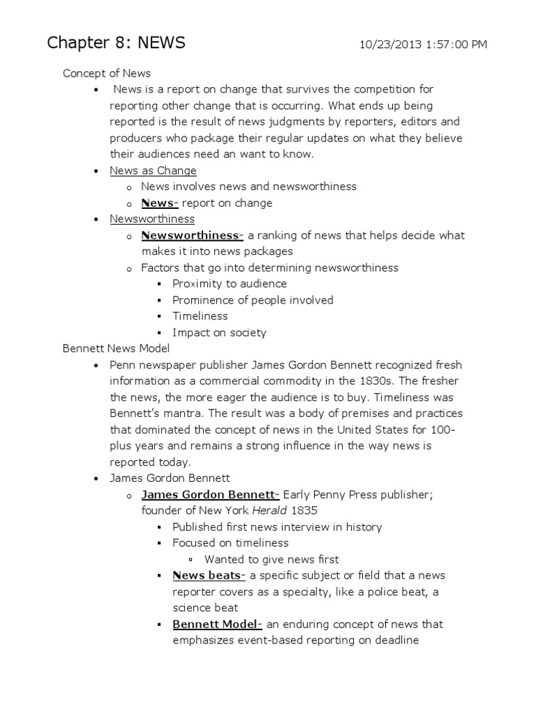 Chapter 8 Notes | PDF | News | Journalism