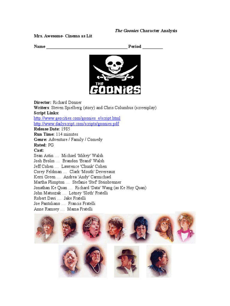 The Goonies Essay Packet | PDF | Writing | Text