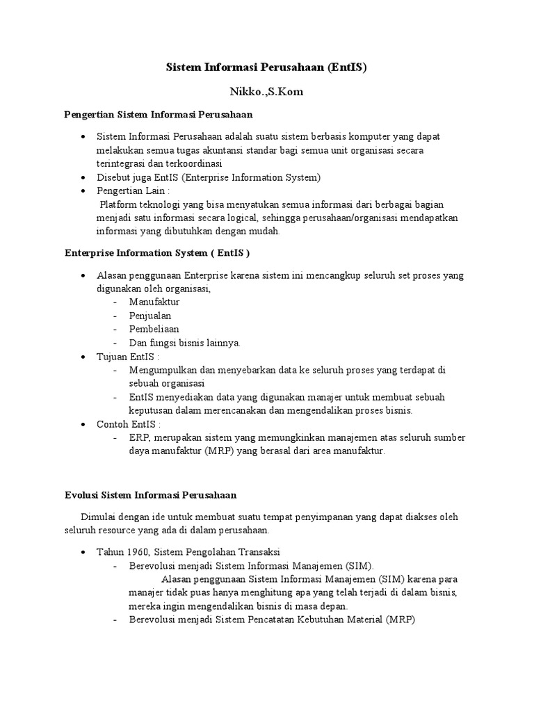 Sistem Informasi Perusahaan | PDF