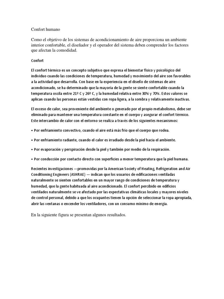 Confort Humano | PDF | Termorregulación | Calor