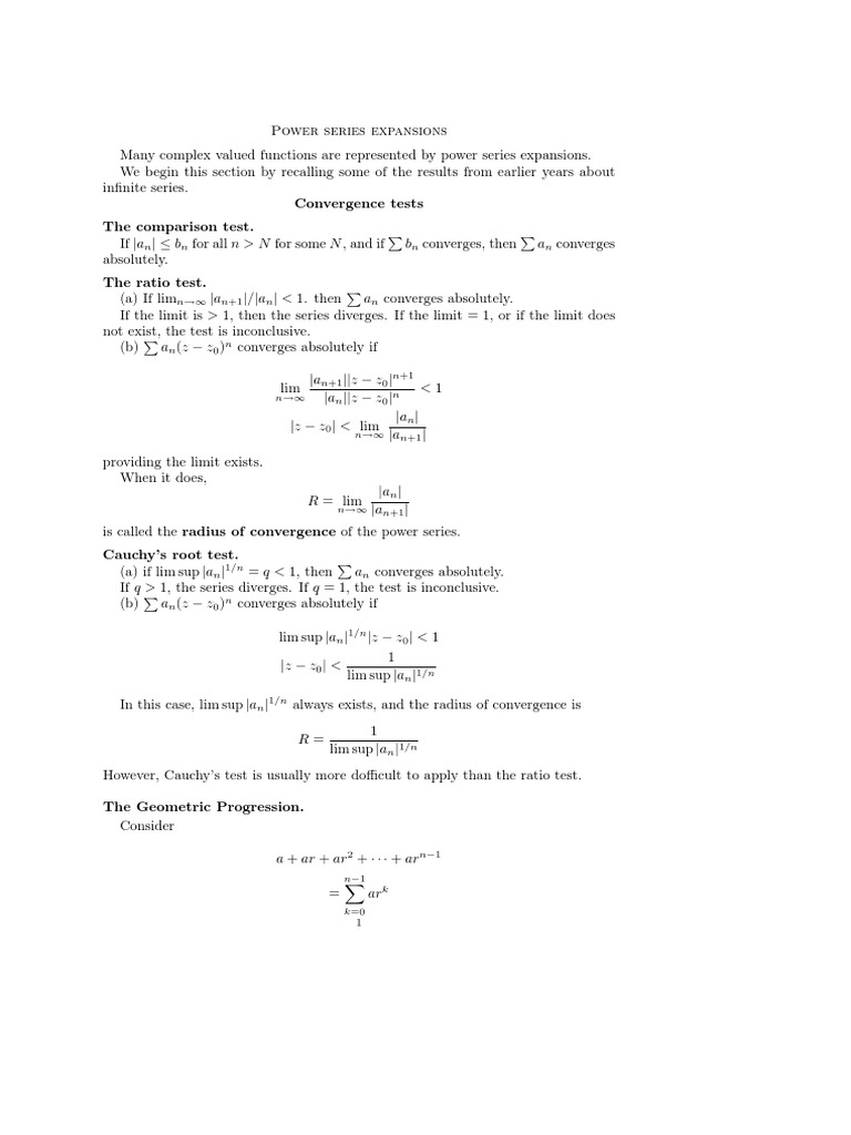 Power Series Expansion Fundamentals | PDF | Power Series | Analytic ...