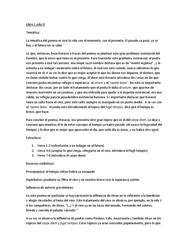 Oda 11 Libro 1 | PDF | Horacio | Existencialismo