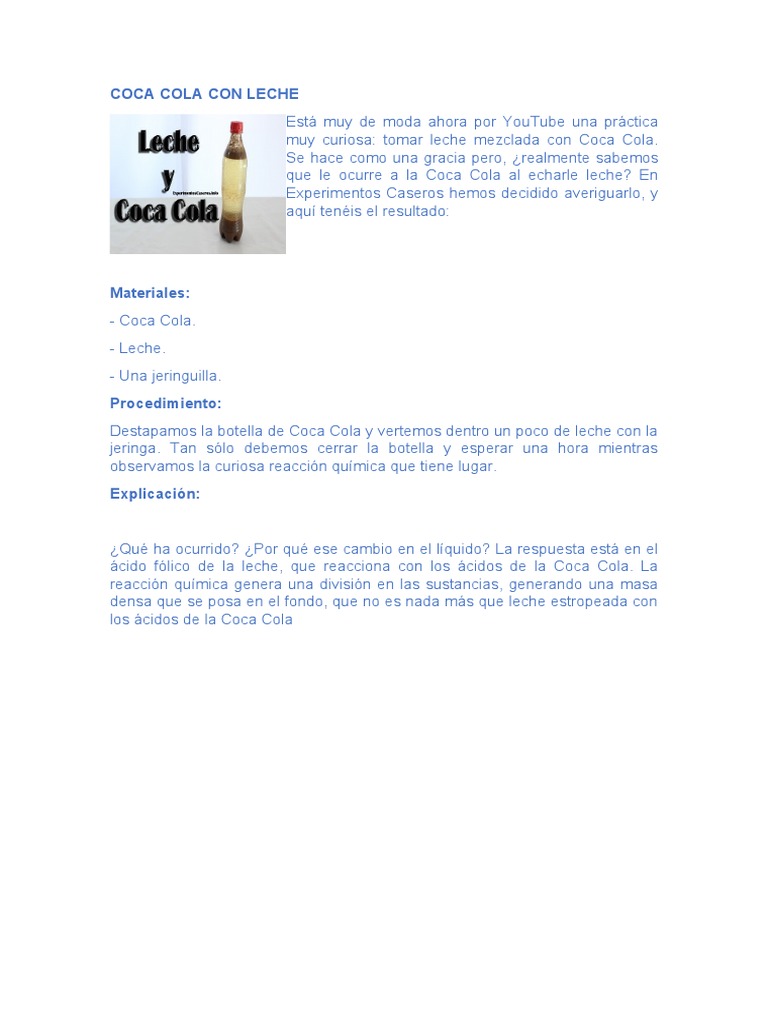 Coca Cola Con Leche | PDF | Leche | Agua