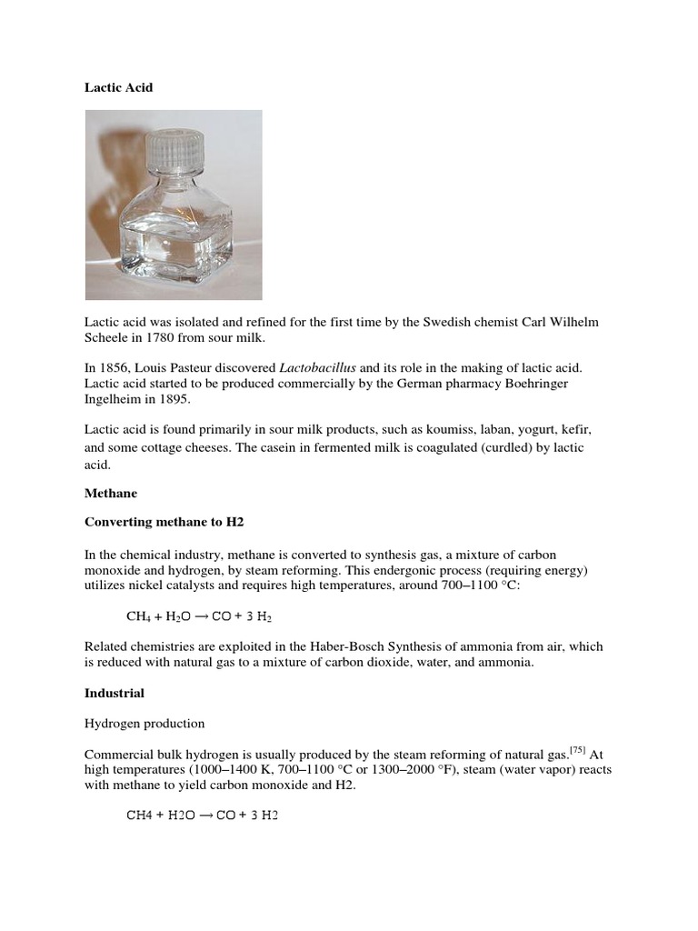 Lactic Acid Was Isolated and Refined For The First Time by The Swedish ...