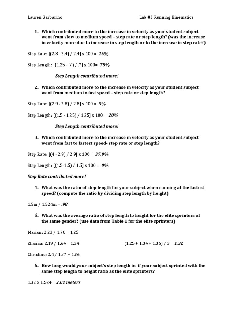 Running Kinematics Lab | PDF | Acceleration | Motion (Physics)