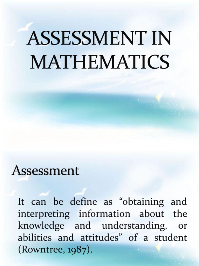 Assesment in Mathematics | PDF | Project Based Learning | Educational ...
