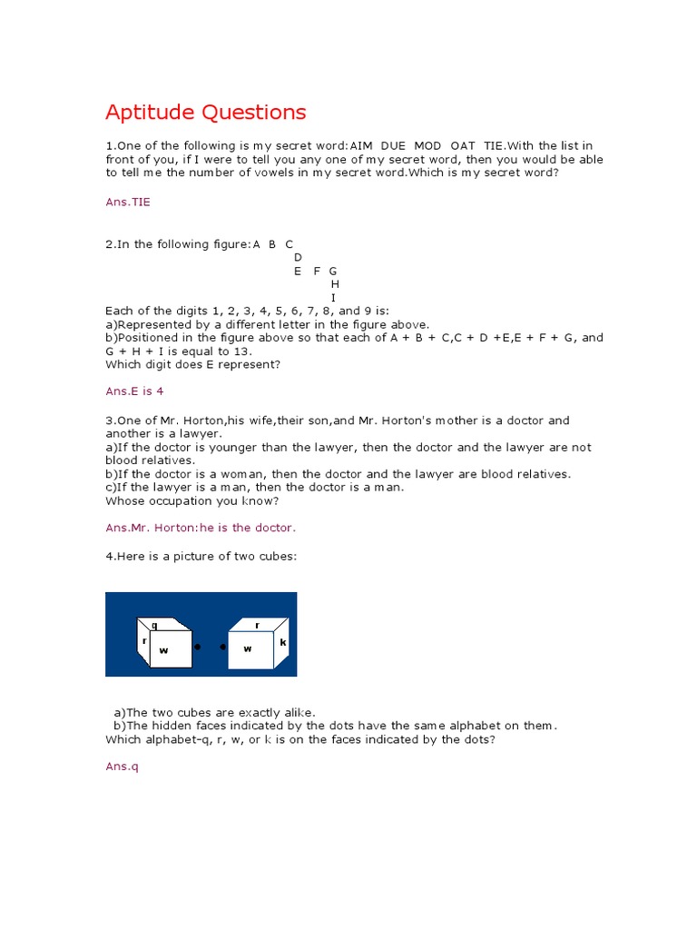 Aptitude Questions and Solutions | PDF