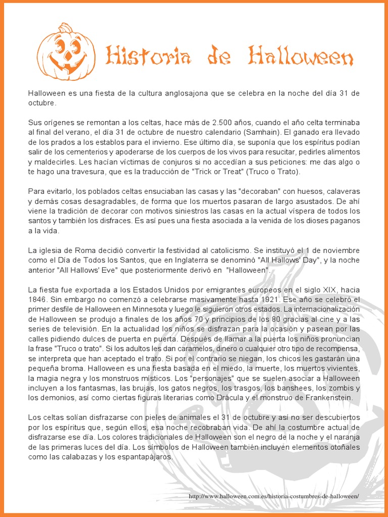 Historia Del Halloween | PDF | Víspera de Todos los Santos | Rituales