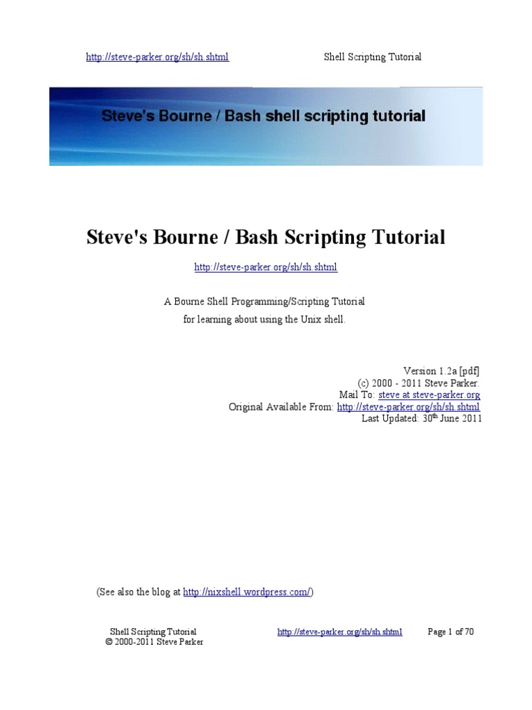 Shellscriptingbook-Sample - Steves Bourne-Bash Scripting Tutorial PDF | PDF | Operating System ...