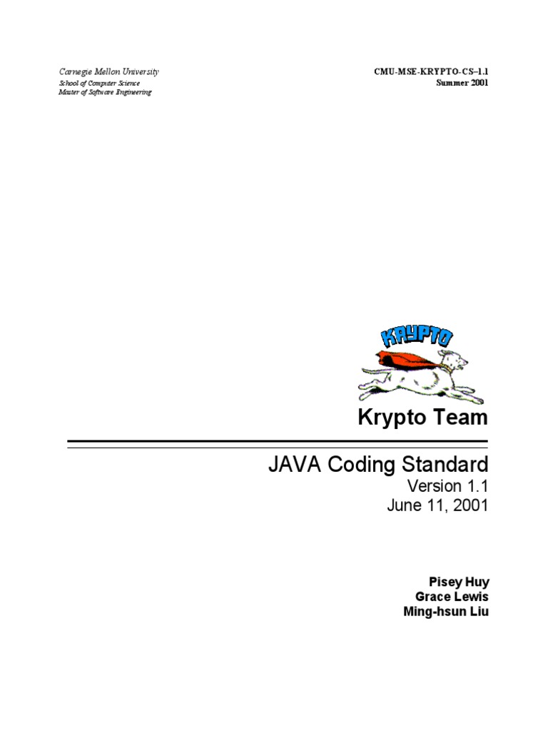 JAVA Coding Standard: Krypto Team | Download Free PDF | Letter Case ...