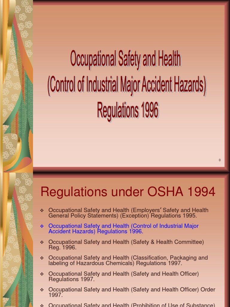 CIMAH--1996.ppt | Dangerous Goods | Occupational Safety And Health
