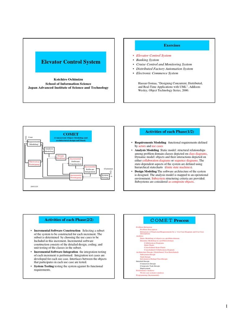 UML Case - Elevator Control System PDF | PDF | Elevator | Input/Output