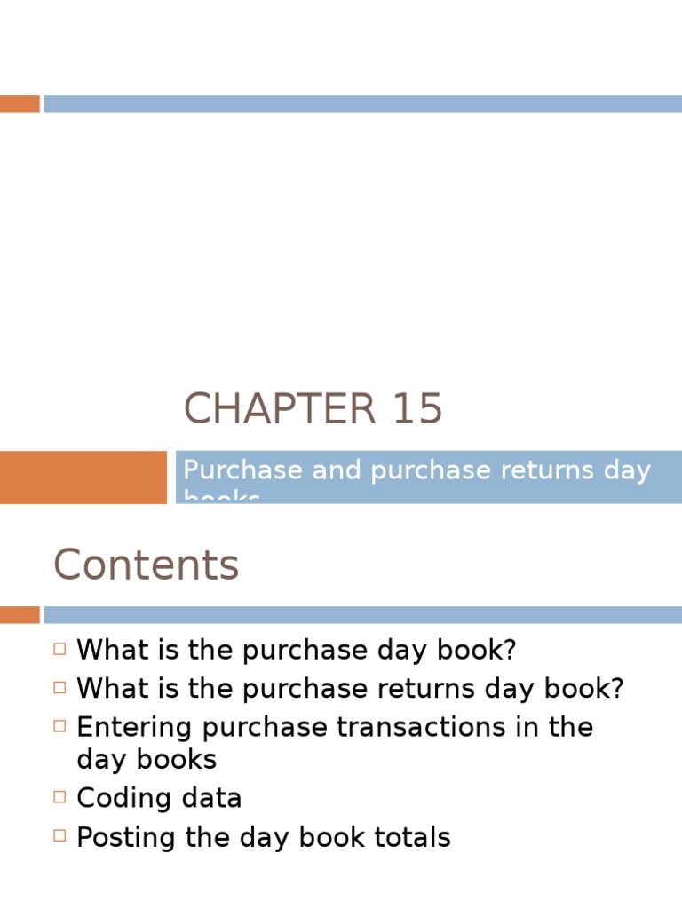 Chapter 15 - Purchase and Purchase Returns Day Books | PDF | Debits And ...