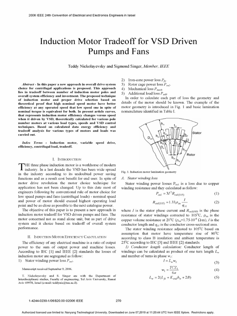 Induction Motor Tradeoff For VSD Driven Pumps and Fans PDF | PDF ...