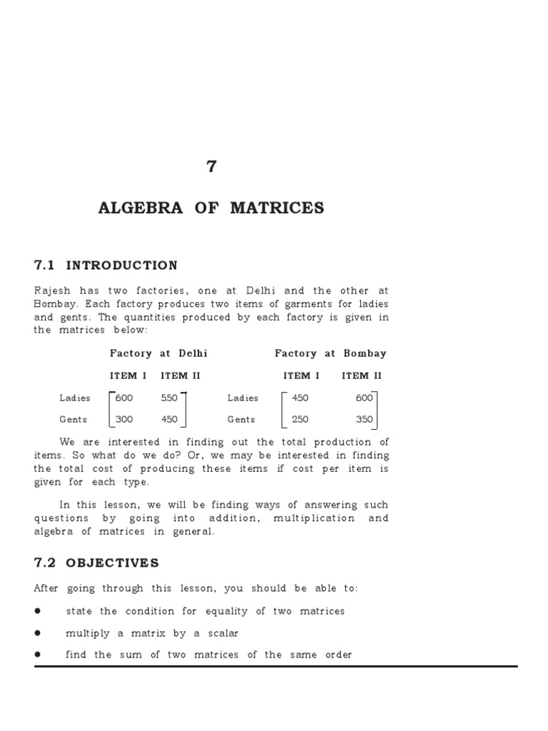 algebra of matrices.pdf | Matrix (Mathematics) | Operator Theory