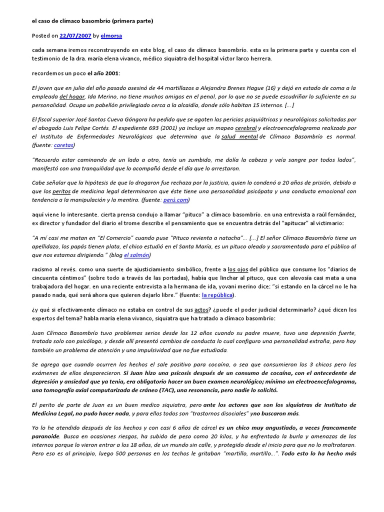 Clímaco Basombrío: Caso y Controversia | PDF | Especialidades Medicas ...