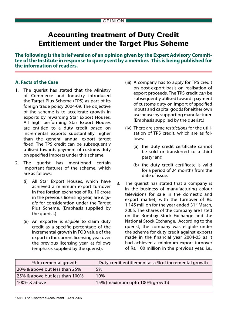 Duty Credit Treatment under TPS | PDF | Exports | Revenue