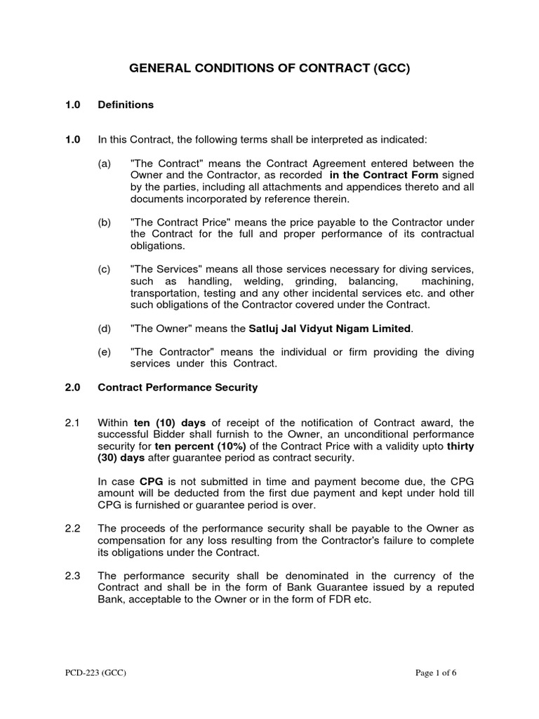 General Conditions of Contract (GCC) : 1.0 Definitions | PDF | Arbitration | Arbitral Tribunal