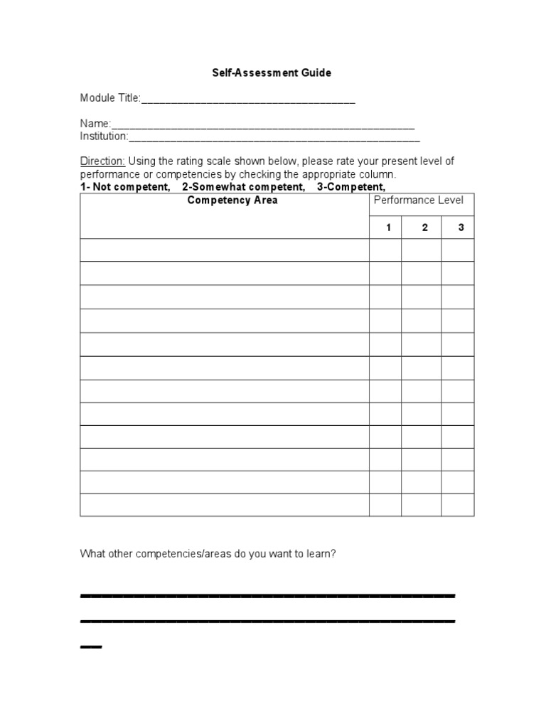 Self Assessment Blank Form | PDF