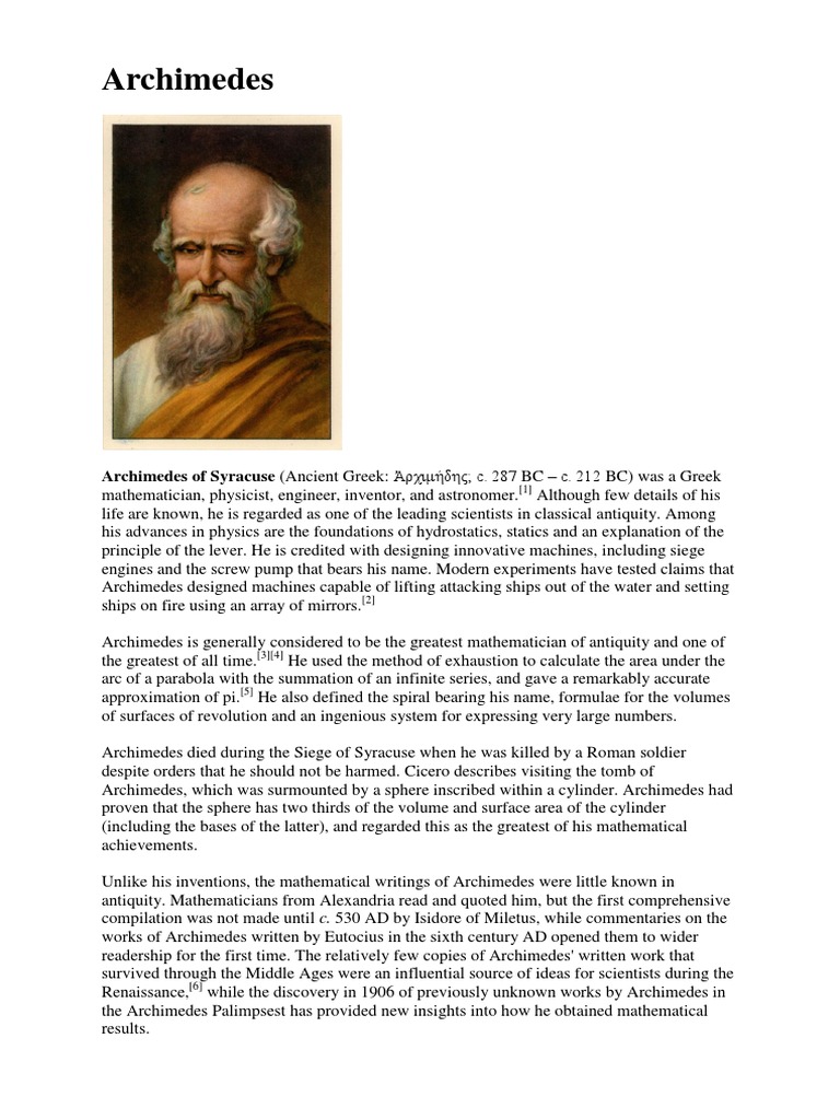 Archimedes Inventions In Maths