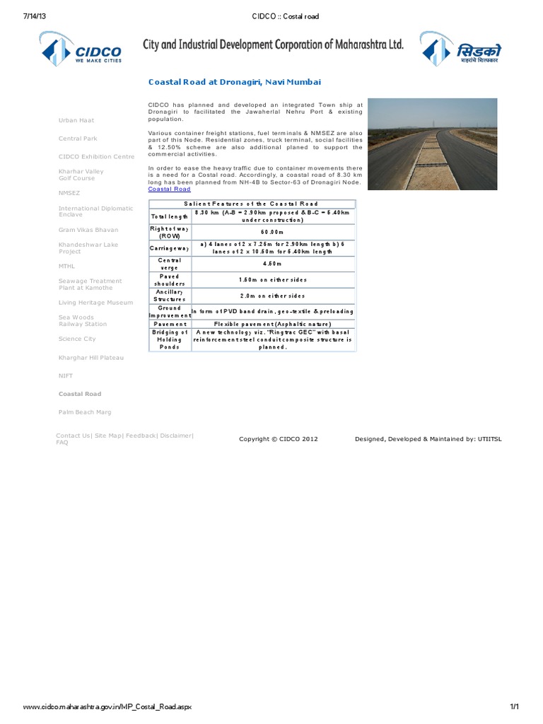 CIDCO - Costal Road PDF | PDF