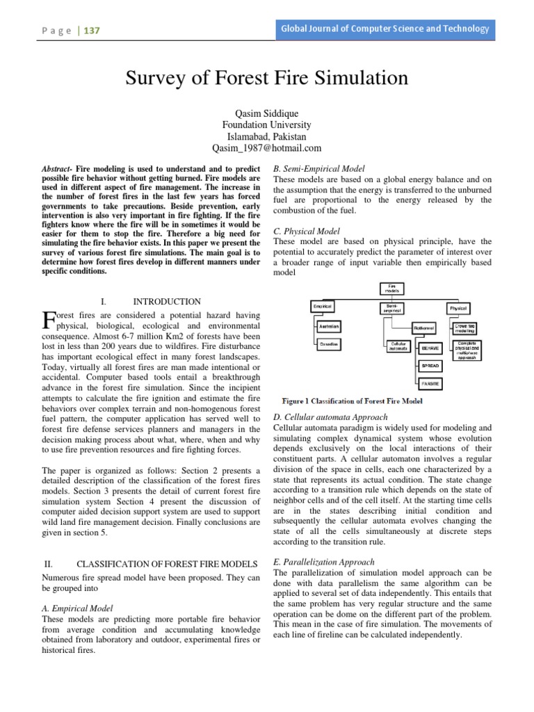 Survey of Forest Fire Simulation PDF | PDF | Wildfire | Automata Theory