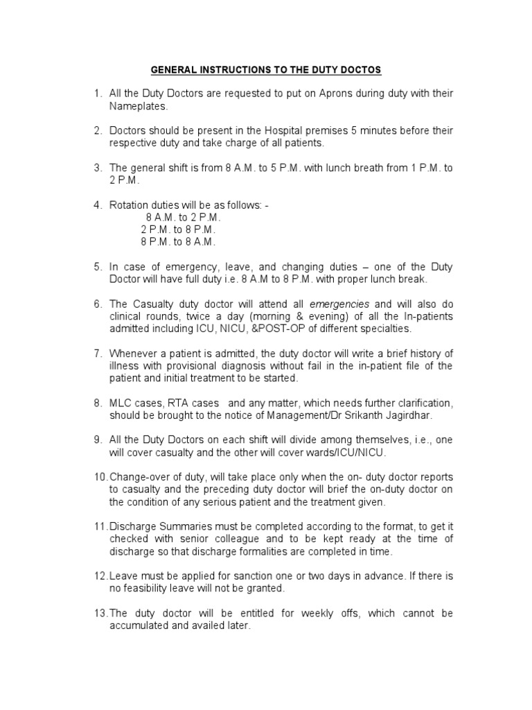 Duty Doctors. | PDF | Patient | Physician
