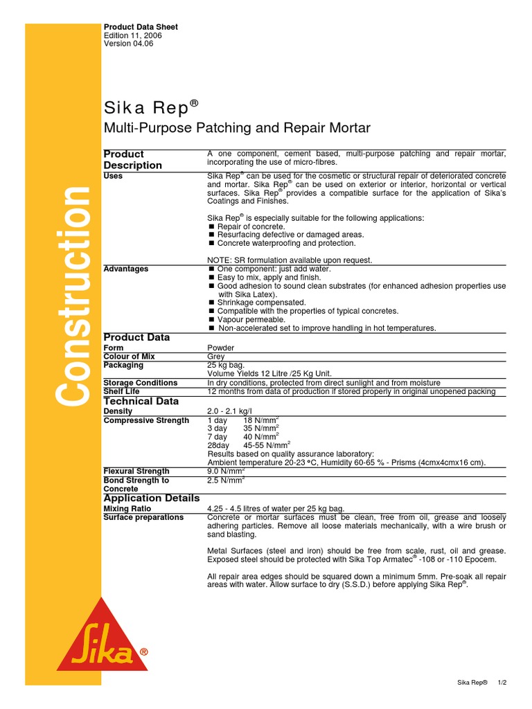 Sika Rep | PDF | Mortar (Masonry) | Concrete